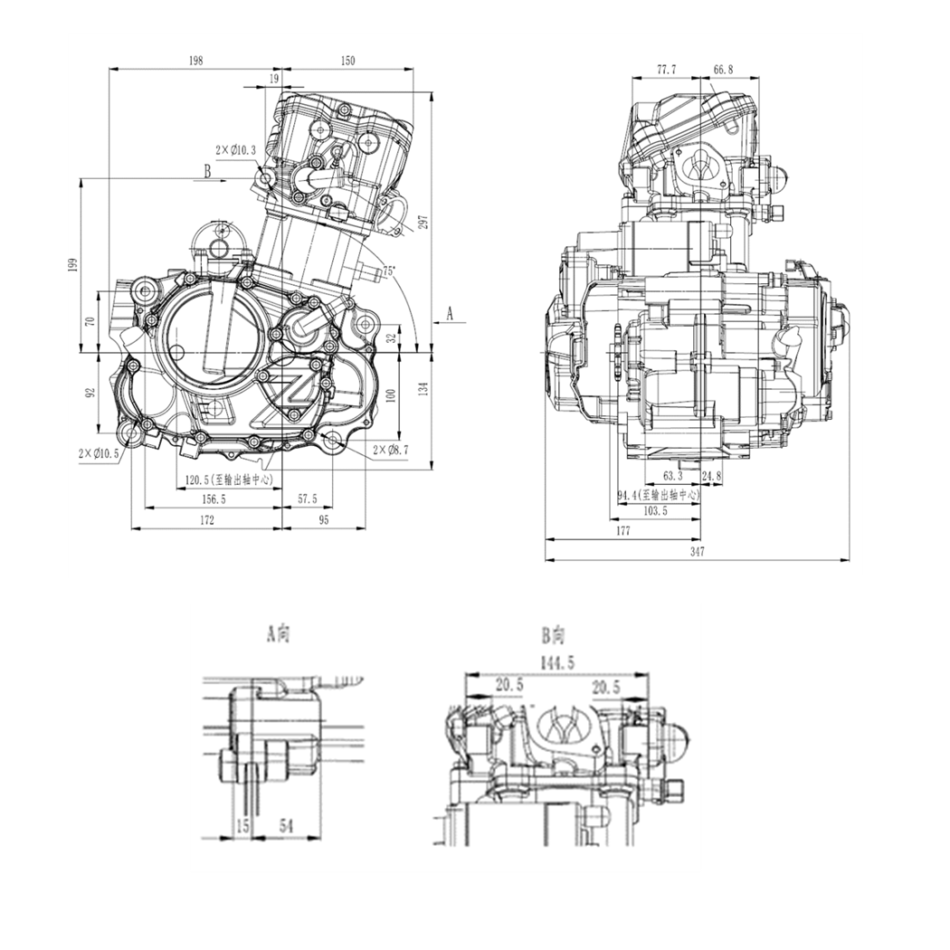 ZONGSHEN NB300 ZS174MN-5 Engine — AJ1moto Official Site